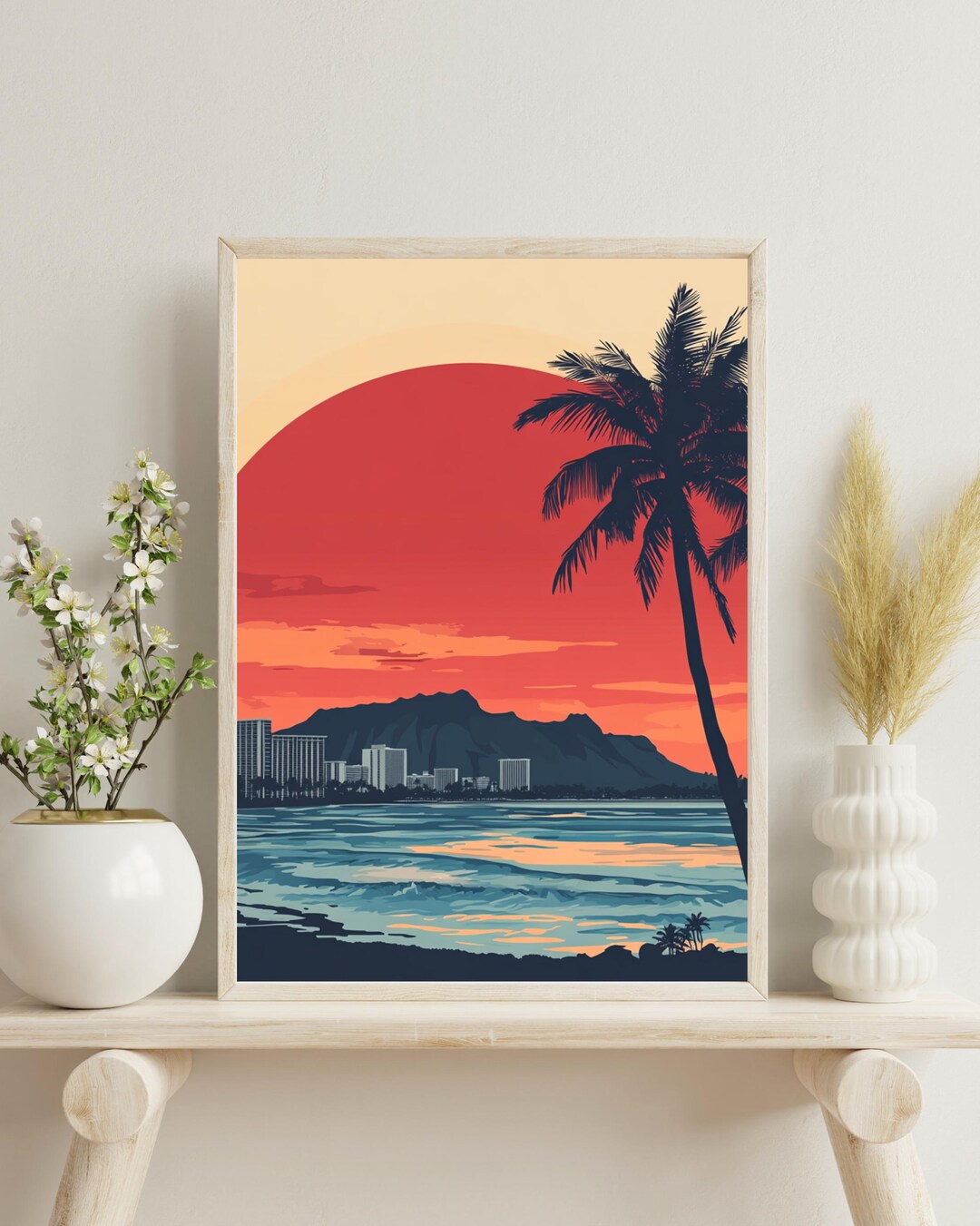 Honolulu Poster, Vintage Honolulu Hawaii Retro Poster Art Print Wall ...