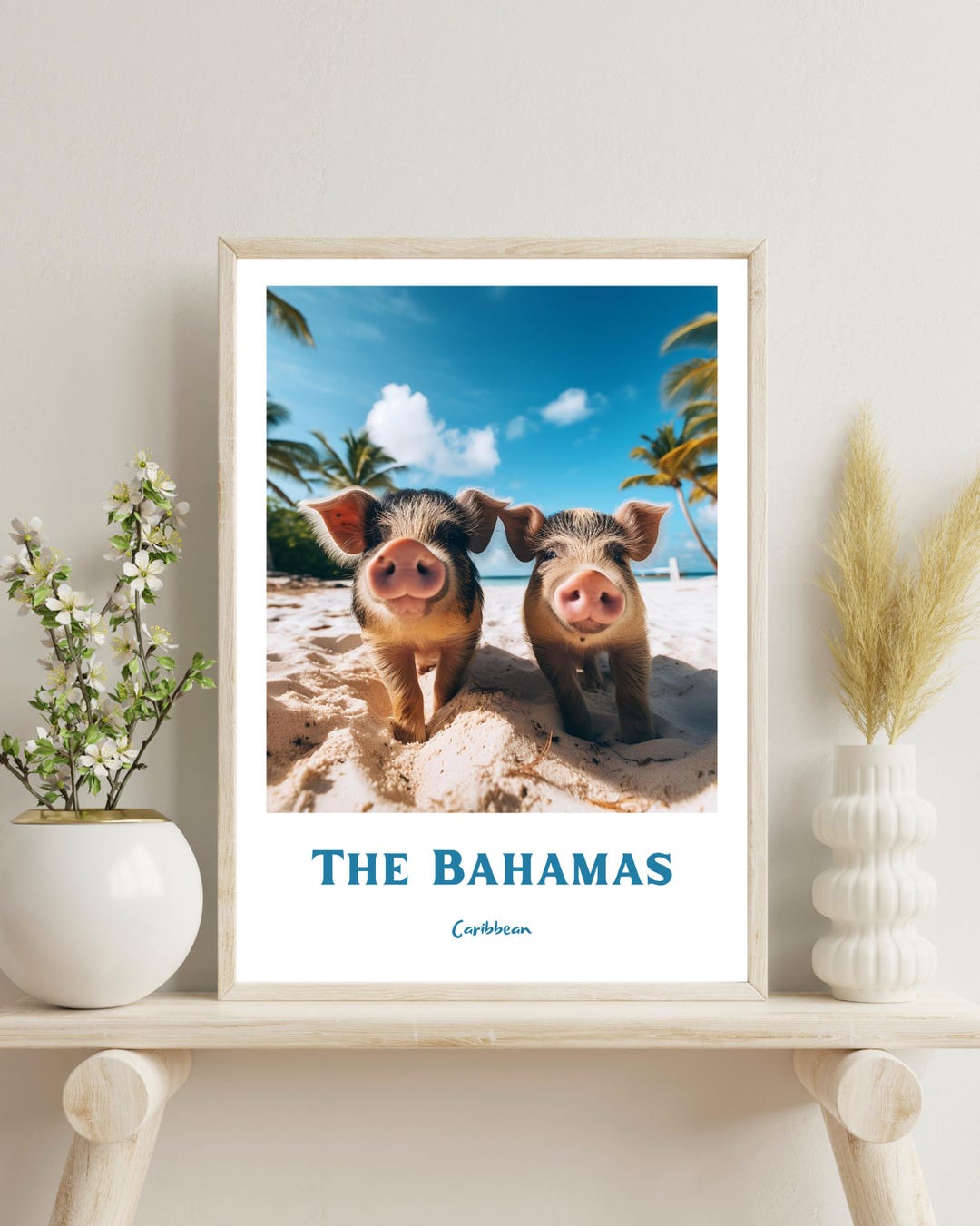 Bahamas Poster, the Bahamas Travel Print, Caribbean Travel Wall Art, Pig Beach, Exuma Travel ...