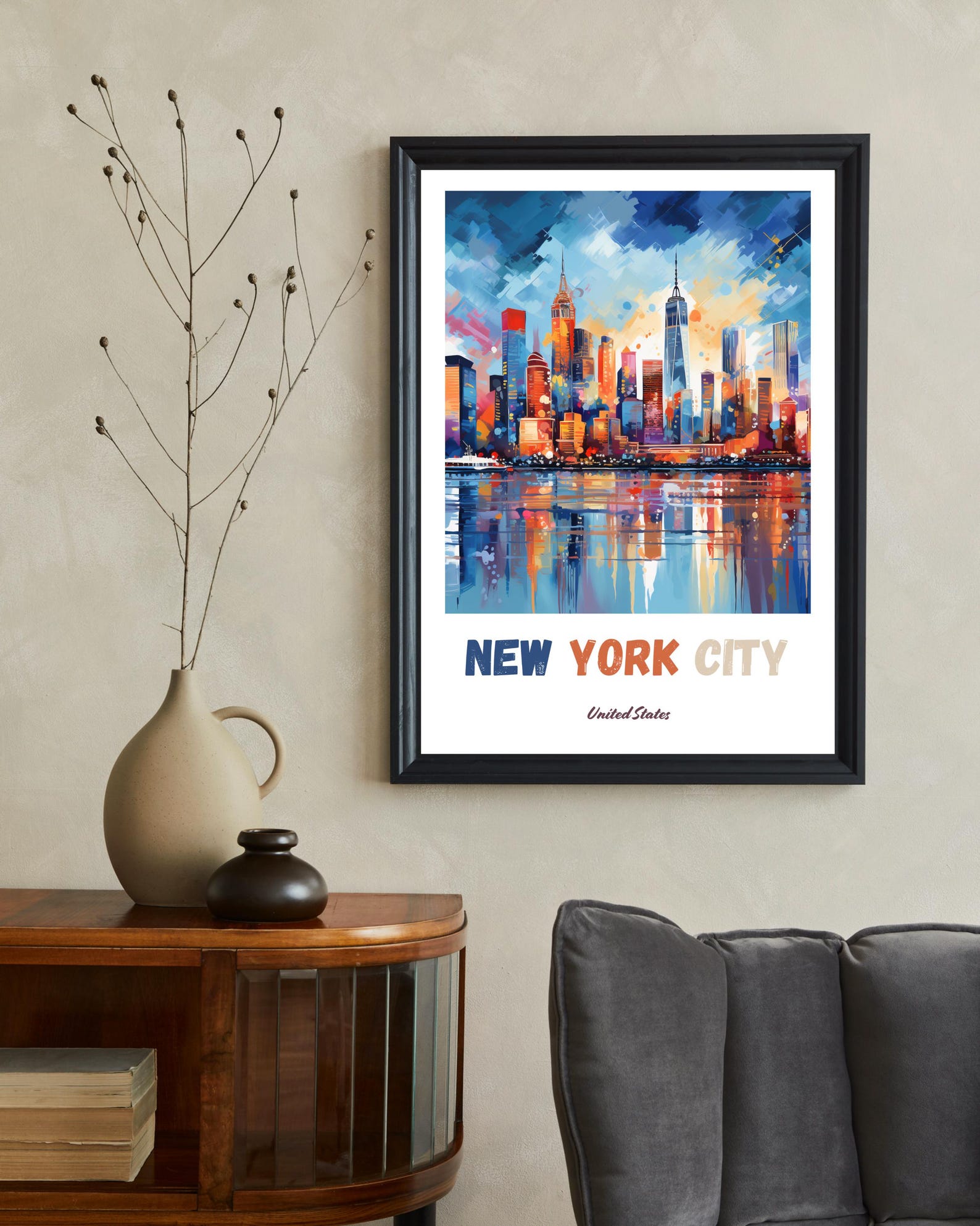 New York City Poster, Abstract New York Skyline, New York Travel Print ...