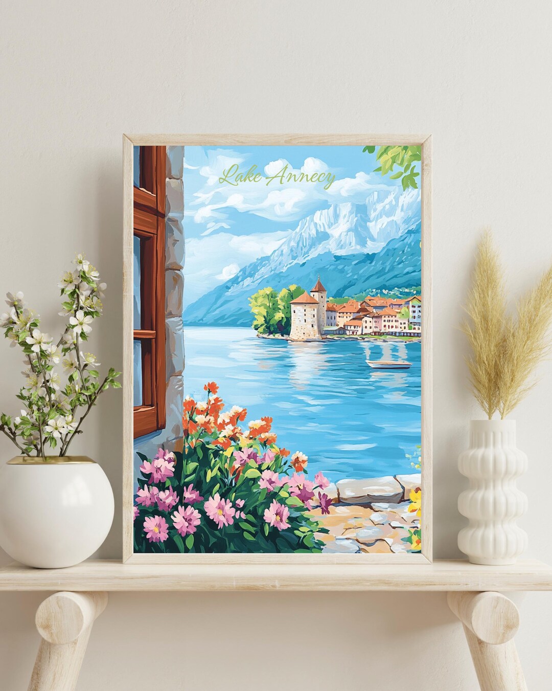 Lake Annecy Poster, Annecy France Travel Print, Lake Annecy France Art ...