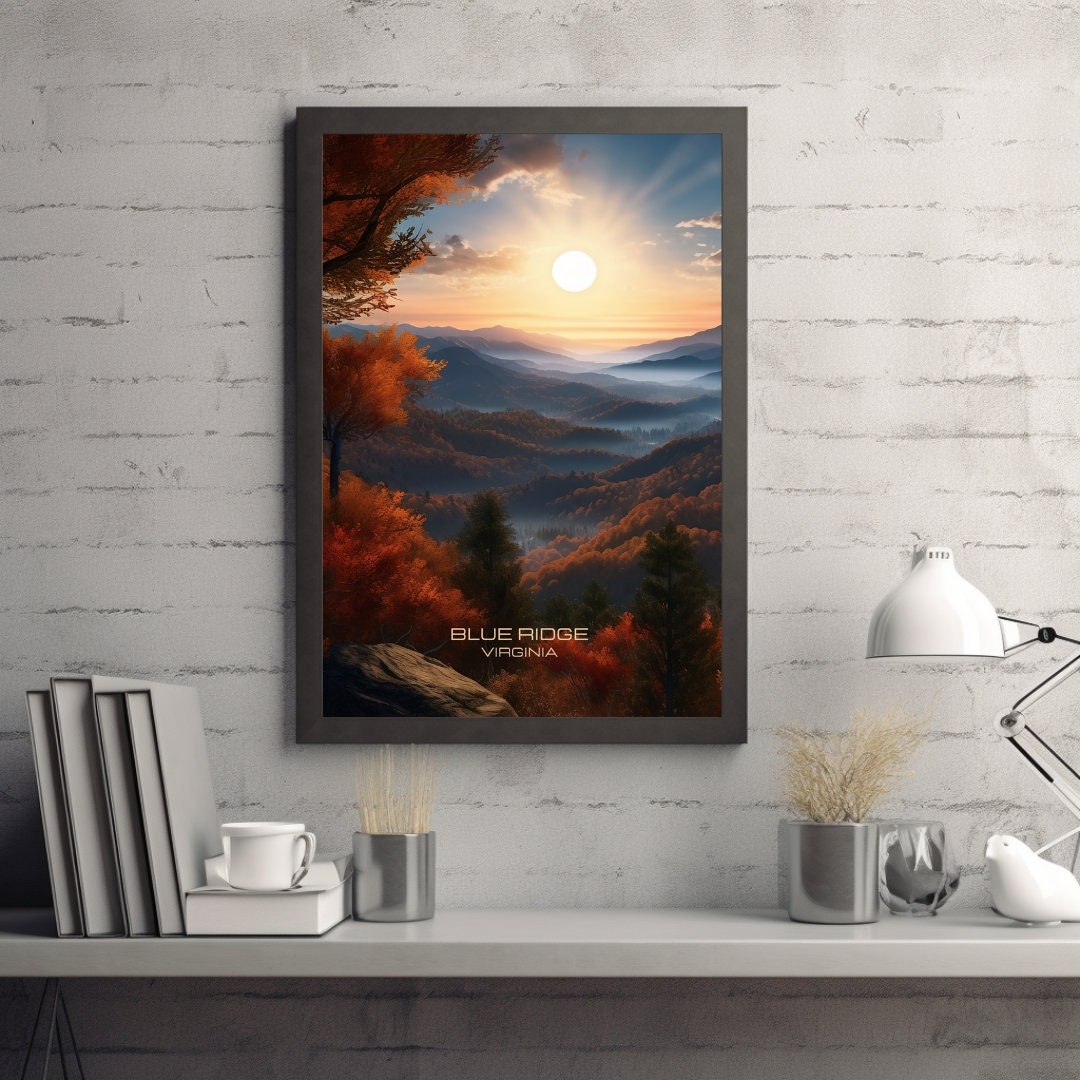 Blue Ridge Mountains Poster, Blue Ridge Parkway Travel Poster, Blue ...