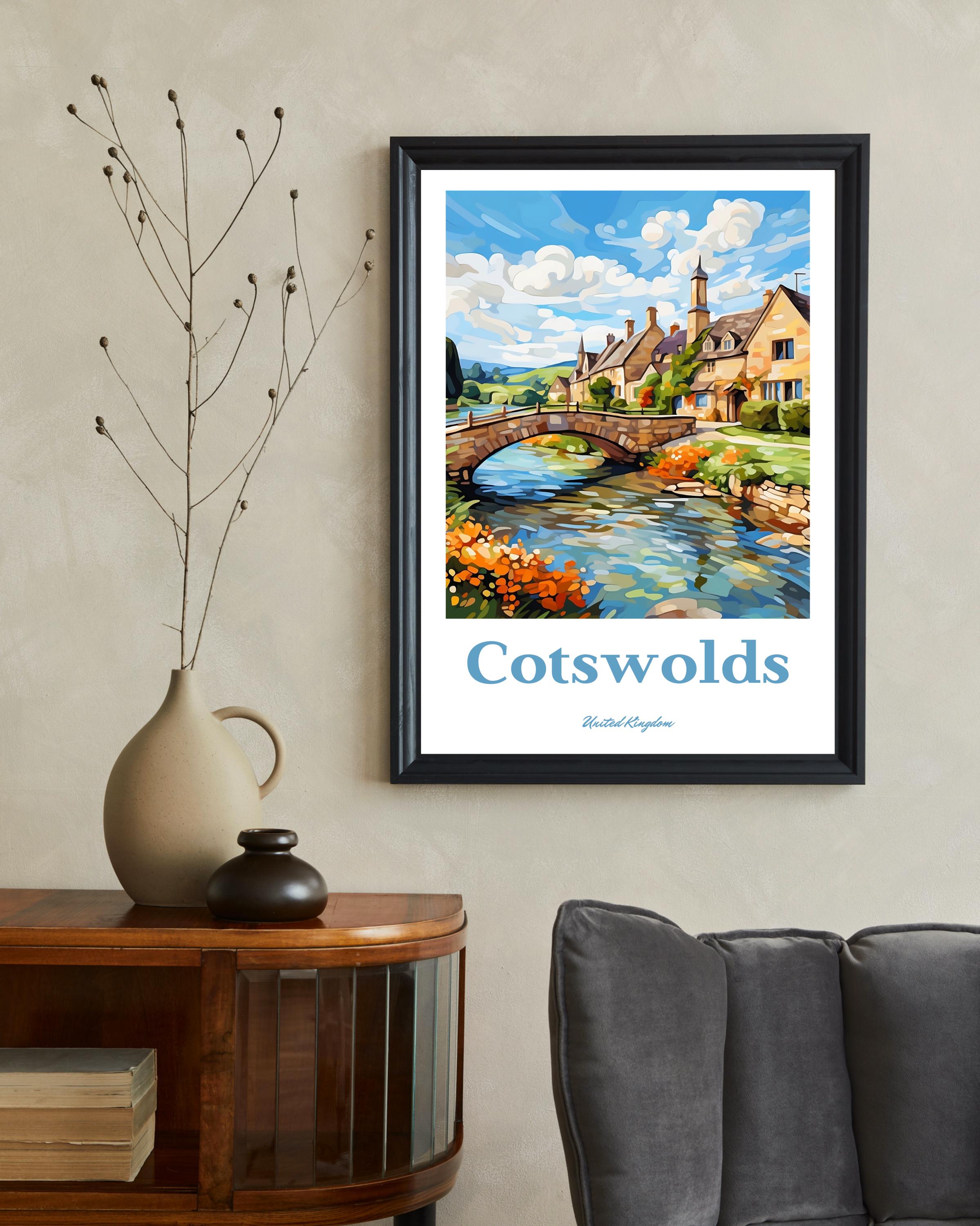 Cotswolds Poster, Cotswolds Travel Print, United Kingdom Poster ...