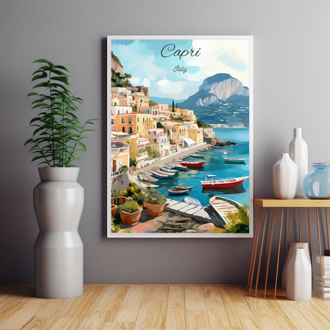 Capri Italy Poster Print, Capri Travel Poster, Italy Art, Birthday ...