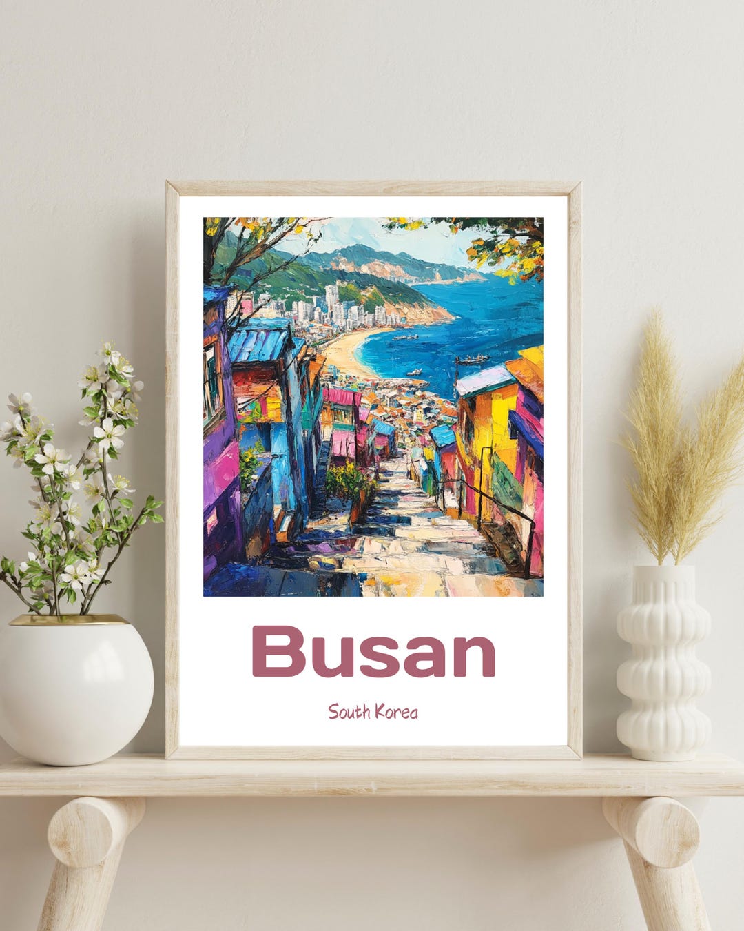 Busan Poster, Busan Travel Print, South Korea Travel Gift, Gamcheon ...