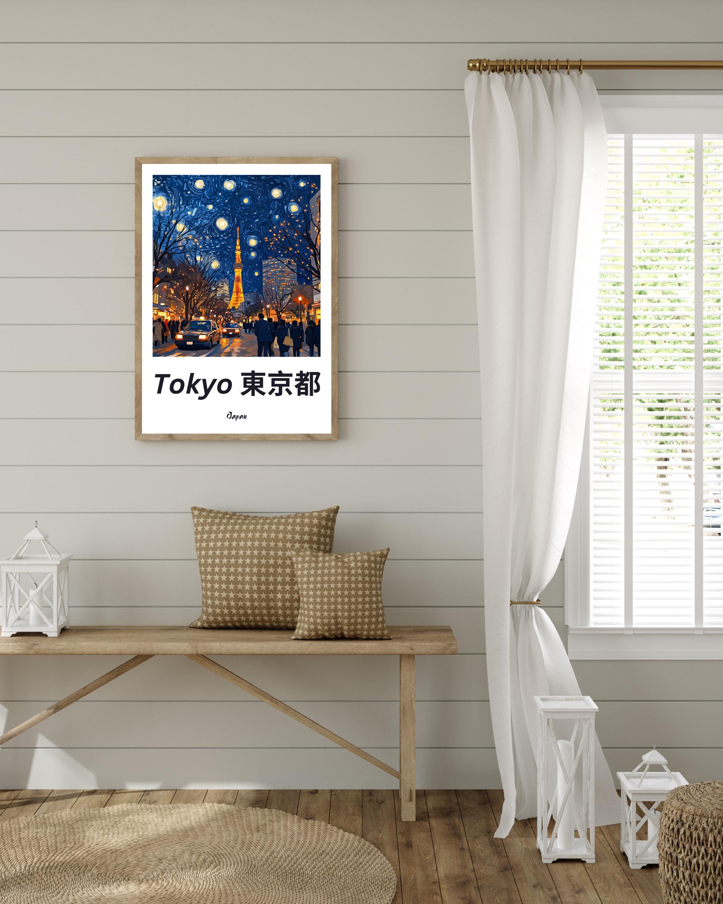 Tokyo Starry Night Poster, Japanese Aesthetic, Tokyo Traditional Travel ...
