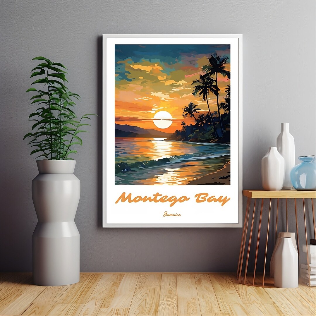 Montego Bay Poster, Jamaica Travel Print, Caribbean Art, Jamaica Poster ...