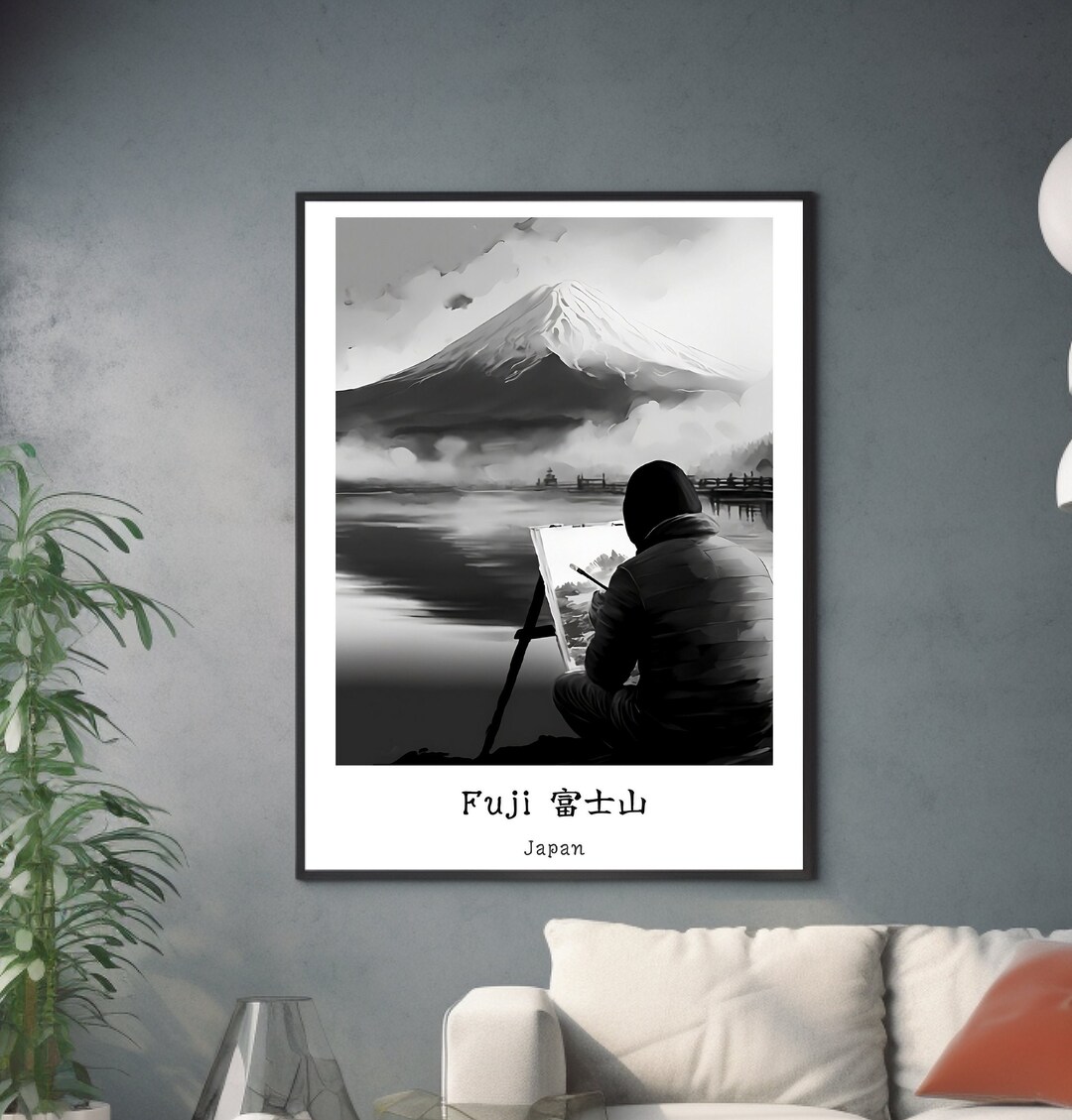 Fuji Japan Fuji From Tago Bay Japan Wall Art Black and - Etsy