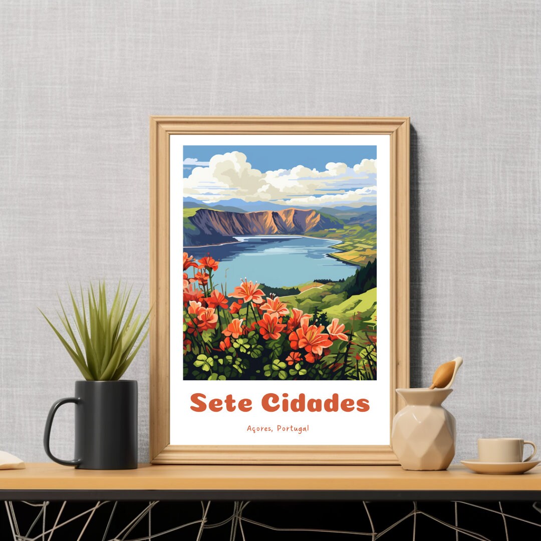 Sete Cidades Poster, Azores Travel Print, Azores Portugal Print ...