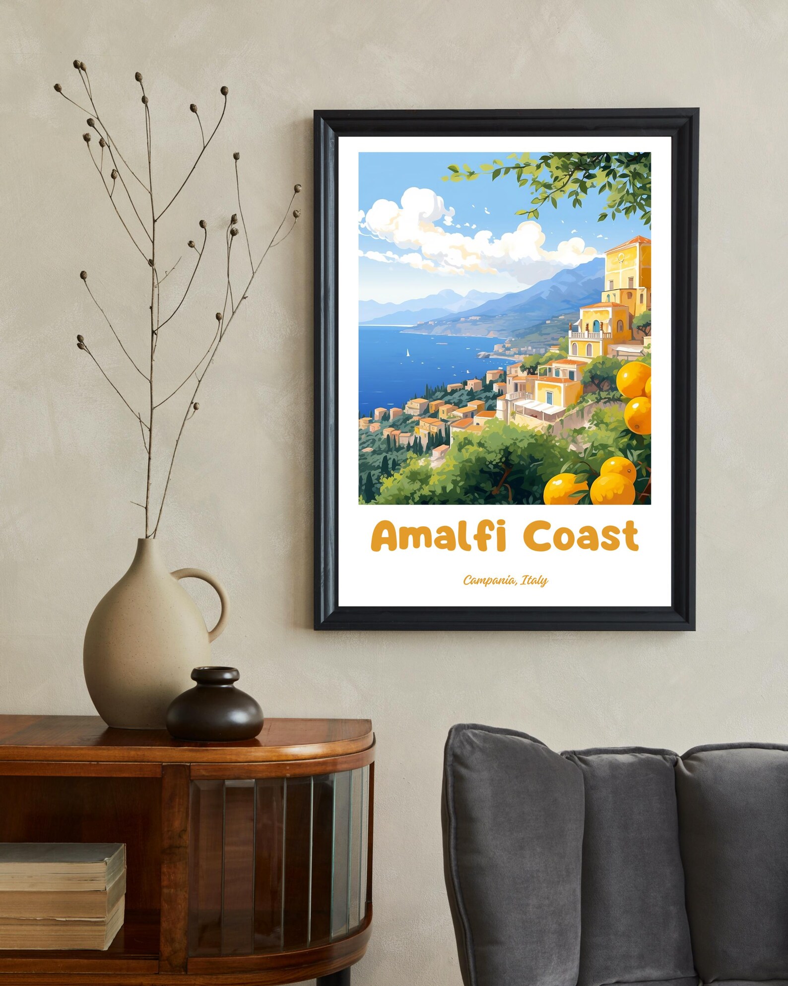 Amalfi Coast Poster, Amalfi Coast Travel Poster, Sorrento Lemon Amalfi ...
