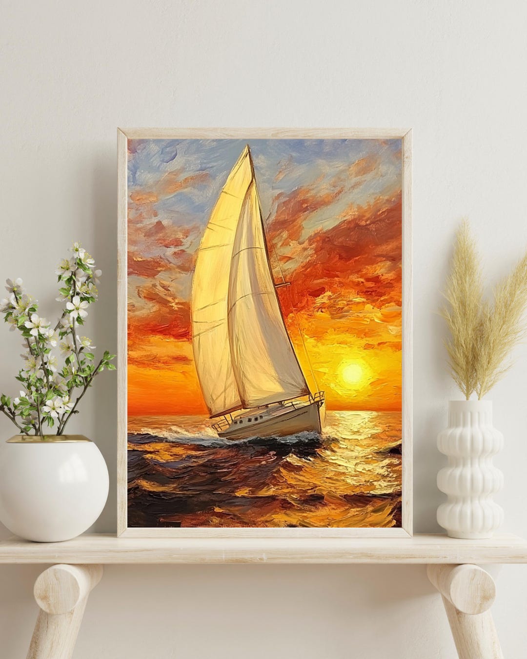 Sailing Boat Poster, Ocean Decor, Beach House Wall Art, Vintage ...