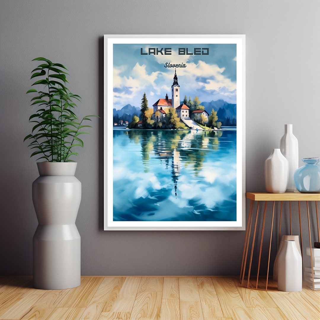 Lake Bled Poster, Lake Bled Traditional Travel Print, Slovenia Poster ...