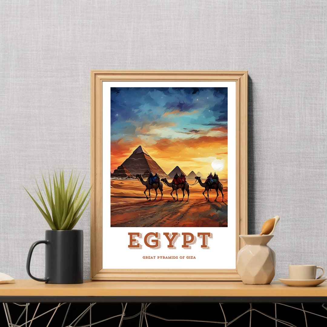 Egypt Poster Pyramids of Giza Print Giza Travel Poster Giza - Etsy