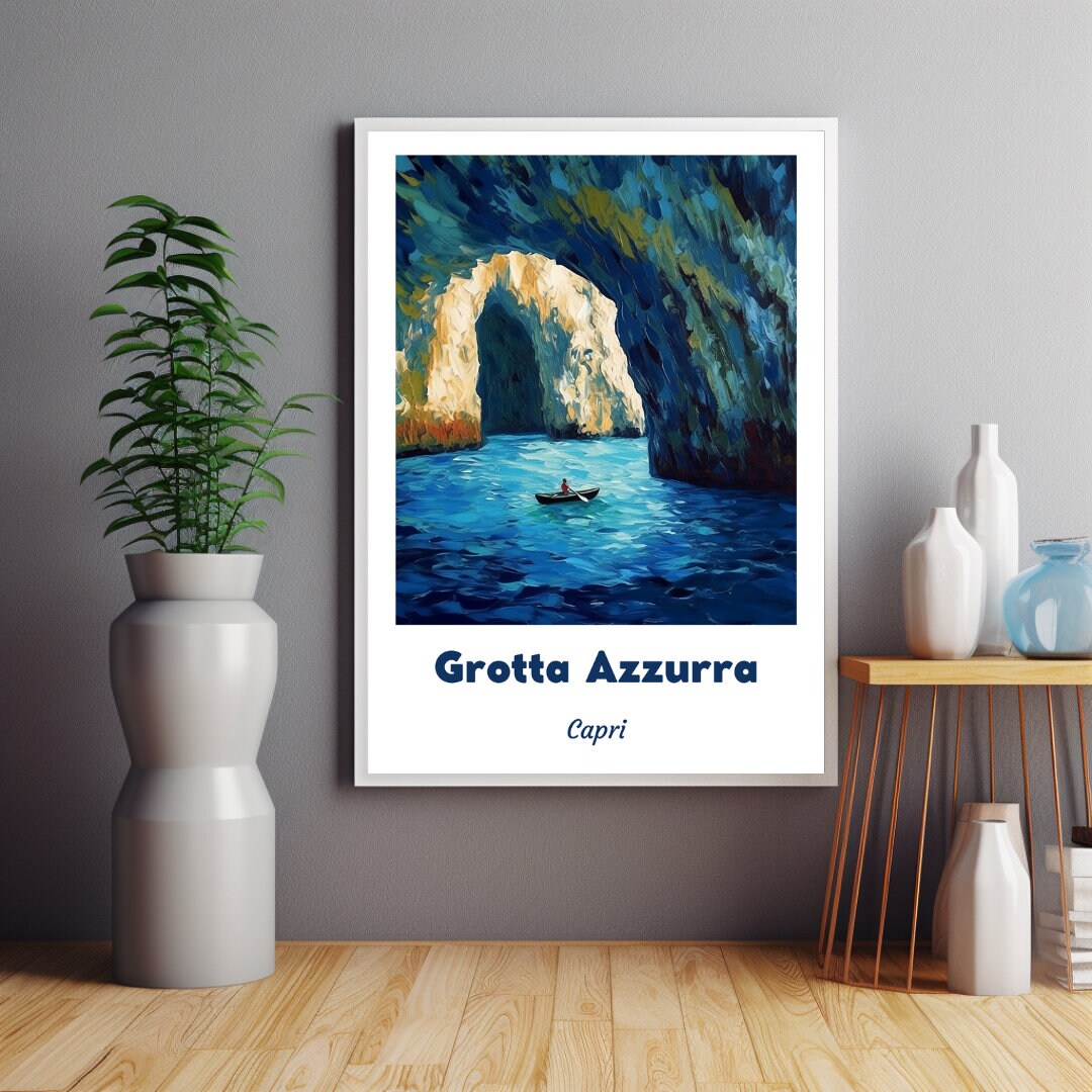 Grotta Azzurra Poster, Blue Grotto Wall Art, Capri Art, Blue Grotto ...