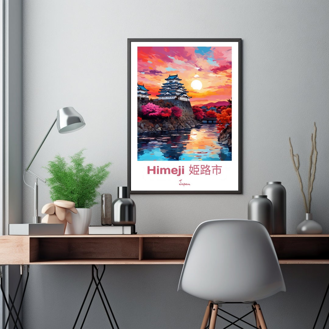 Himeji Poster Himeji Castle Print Japan Travel Art Japan - Etsy