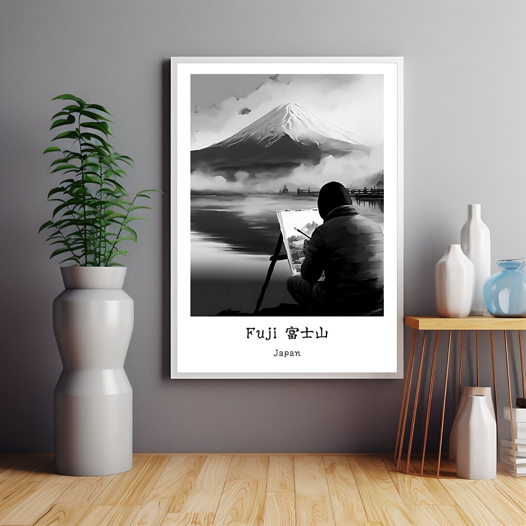Fuji Poster, Fuji From Tago Bay, Japan Wall Art,black and White Wall ...