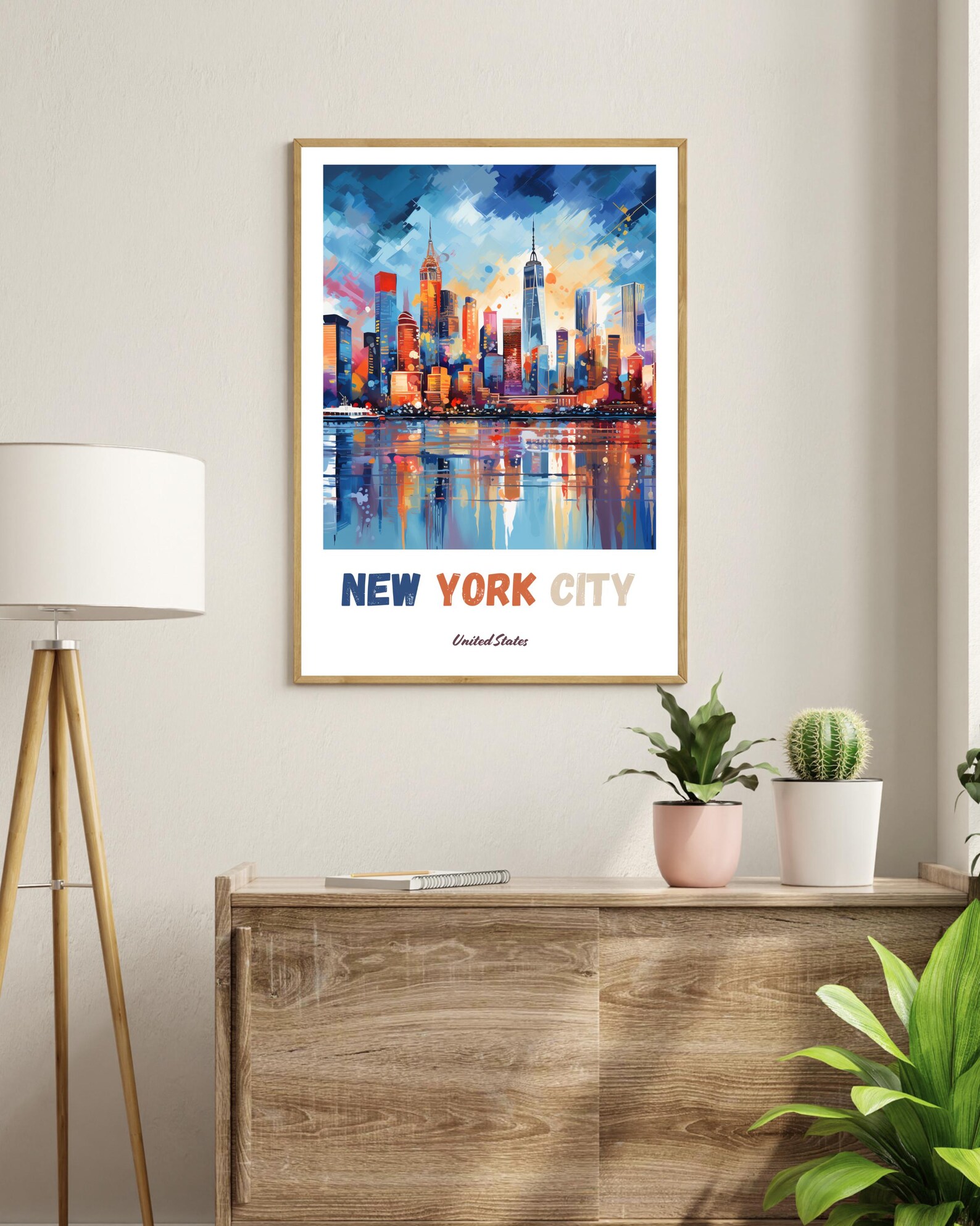 New York City Poster, Abstract New York Skyline, New York Travel Print ...