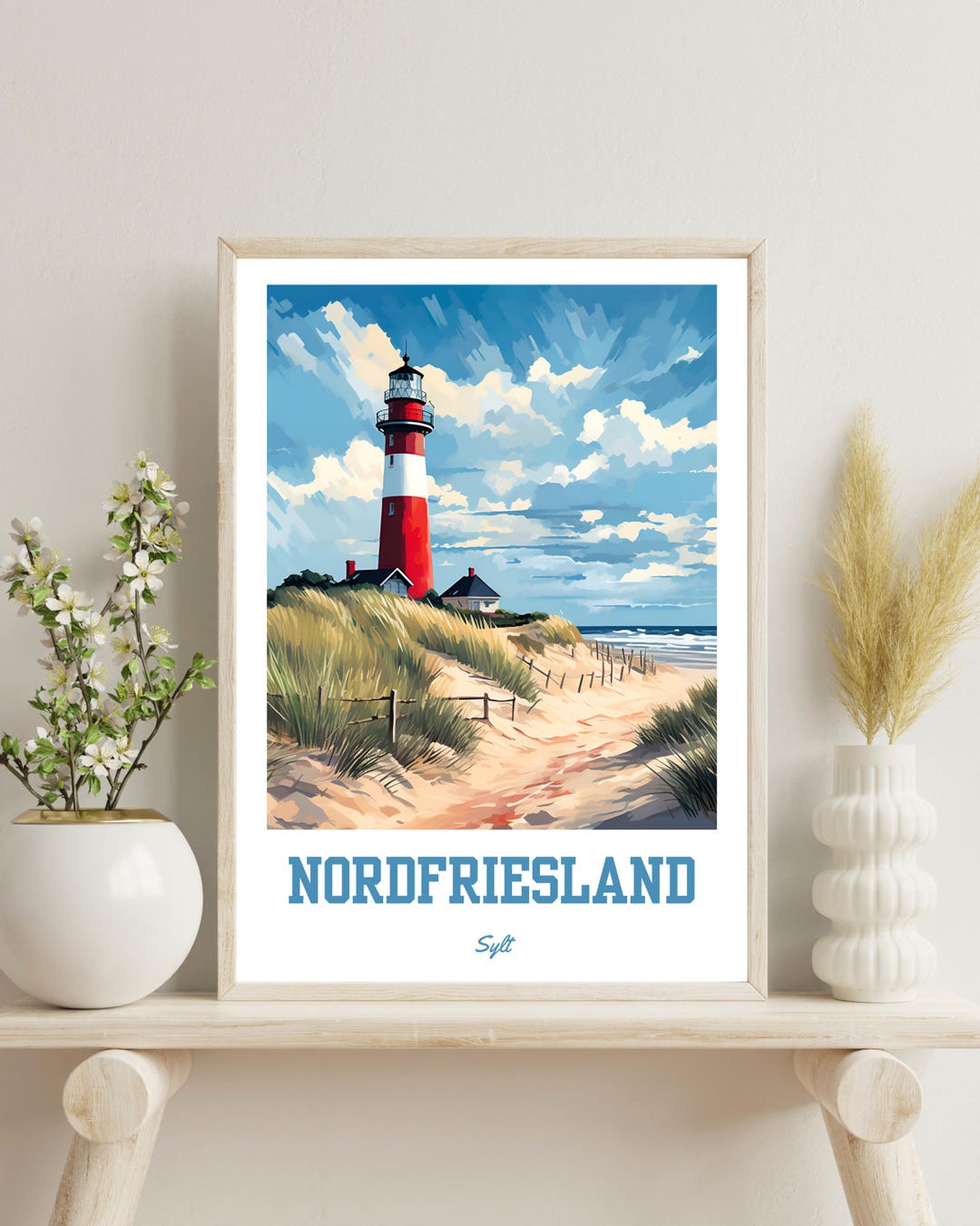 Sylt Poster, Sylt Island Travel Print, German Art Print, Lighthouse Art ...