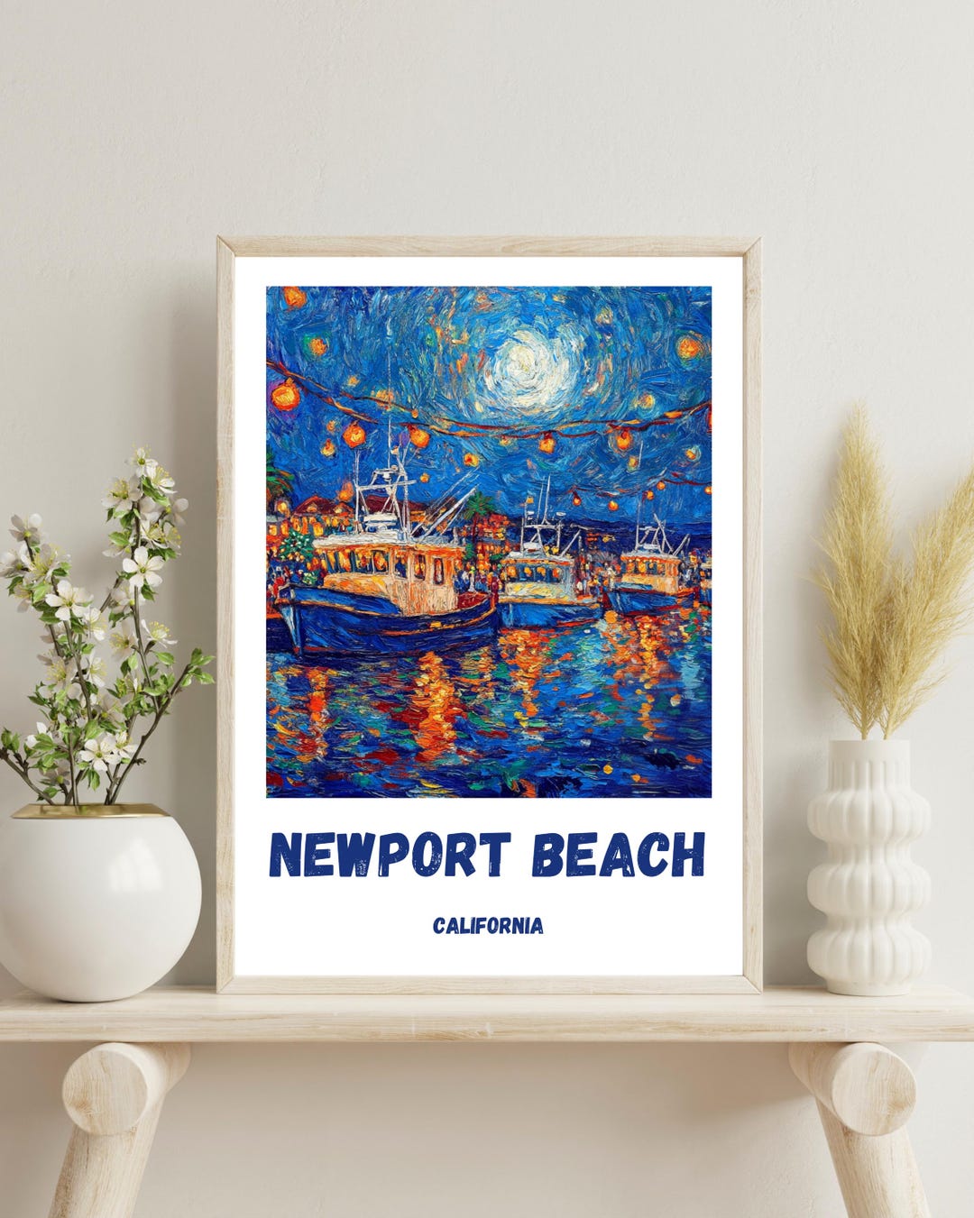 Newport Beach Poster, Newport Beach Christmas Boat Parade, Newport ...