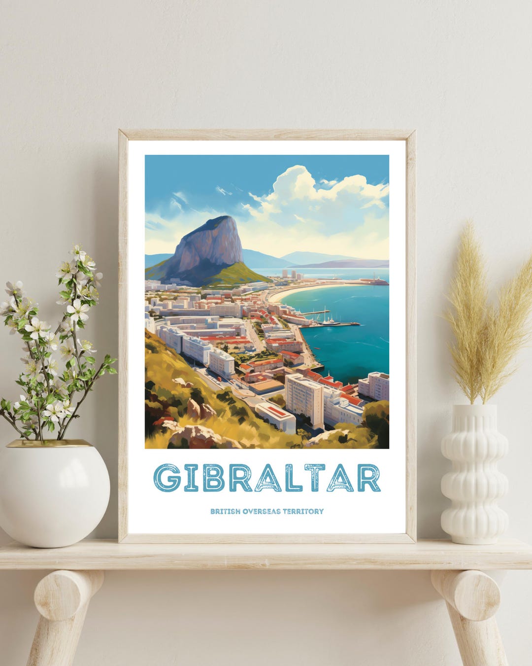 Gibraltar Poster, Gibraltar Traditional Travel Print, Rock of Gibraltar ...