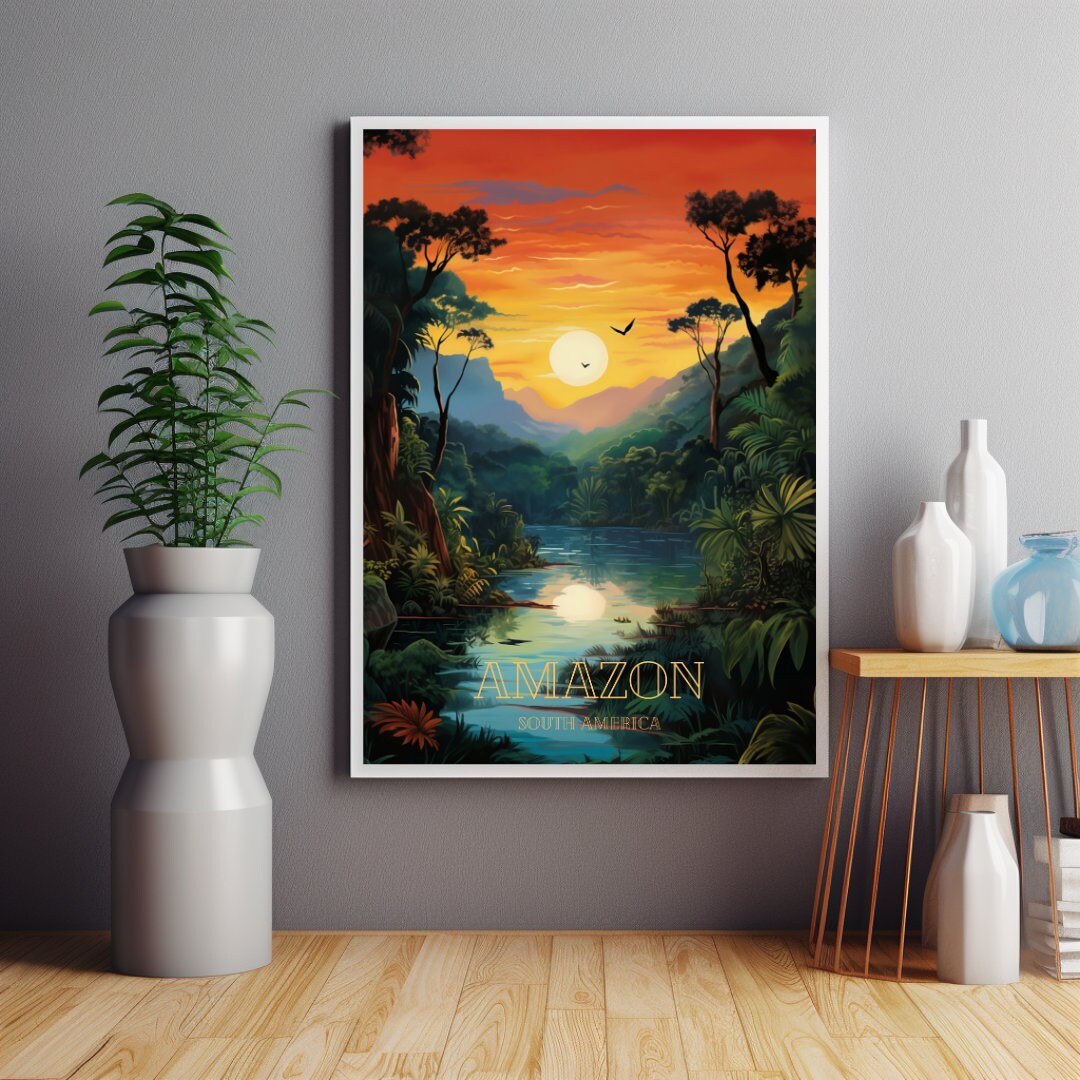 Amazon Rainforest Print, Tropical Coastal Wall Art, Wedding Gift ...