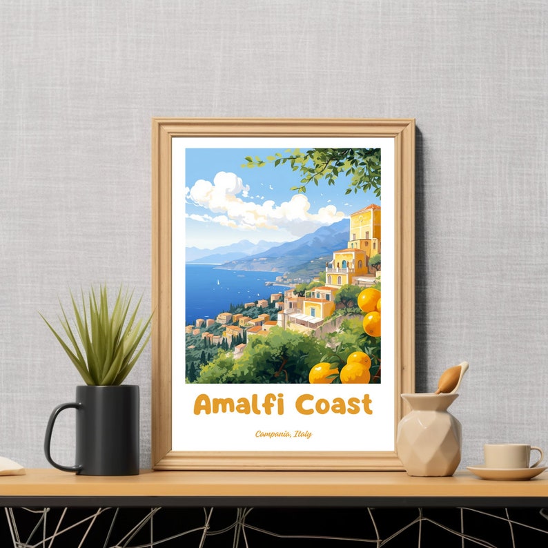 Amalfi Coast Poster, Amalfi Coast Travel Poster, Sorrento Lemon Amalfi Print, Italy Wall Art ...