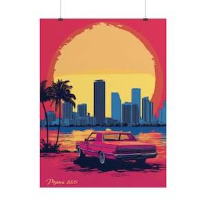 Vintage Miami Sunset Art Print, Miami Retro Wall Art,90s Nostalgia ...