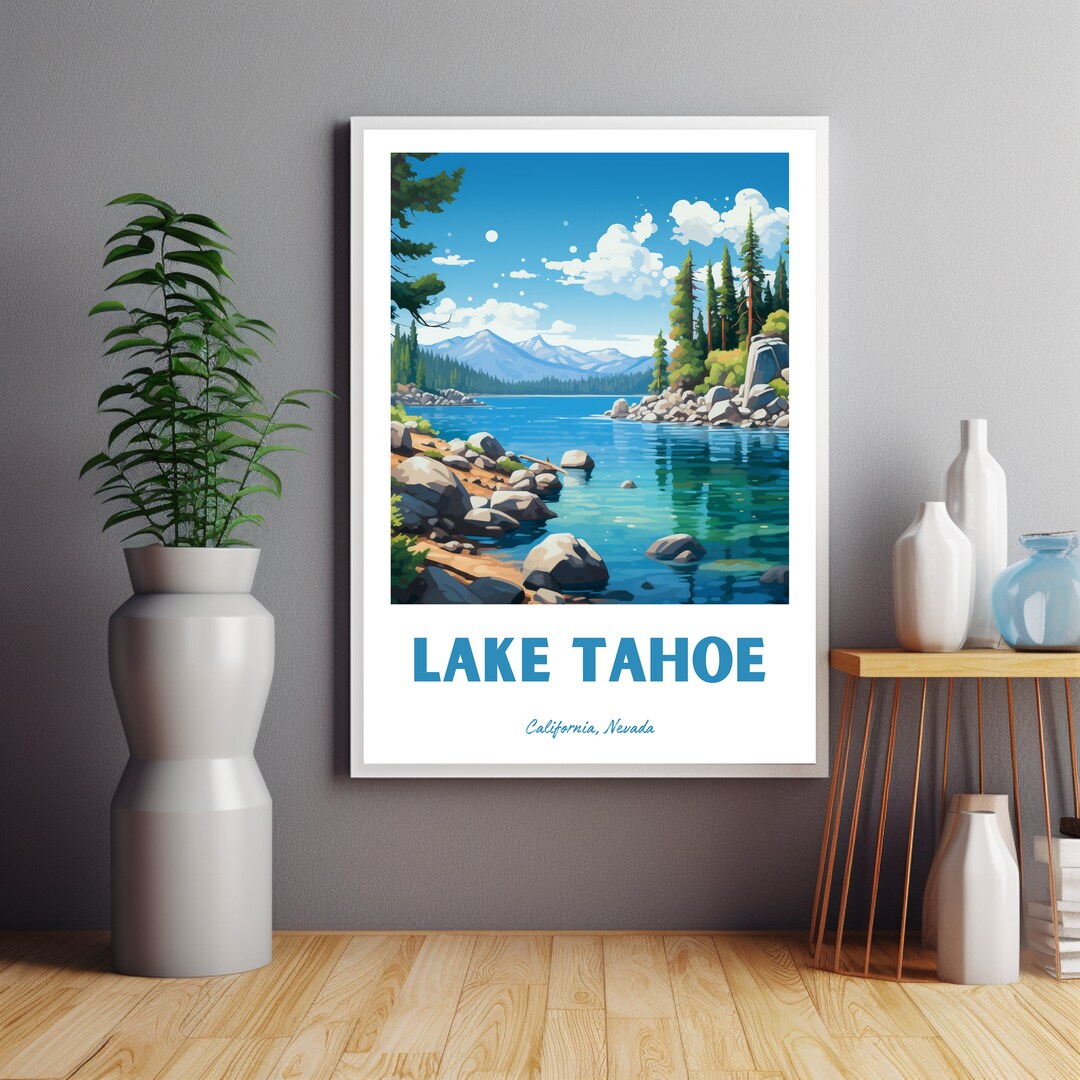 Lake Tahoe Poster, Lake Tahoe Wall Art, Lake Tahoe Gift, California ...