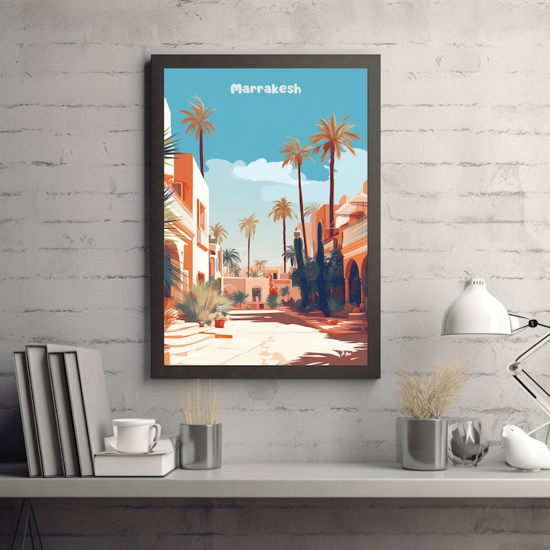 Marrakesh Poster, Marrakesh Travel Poster, Morocco Art, Unique Wedding ...