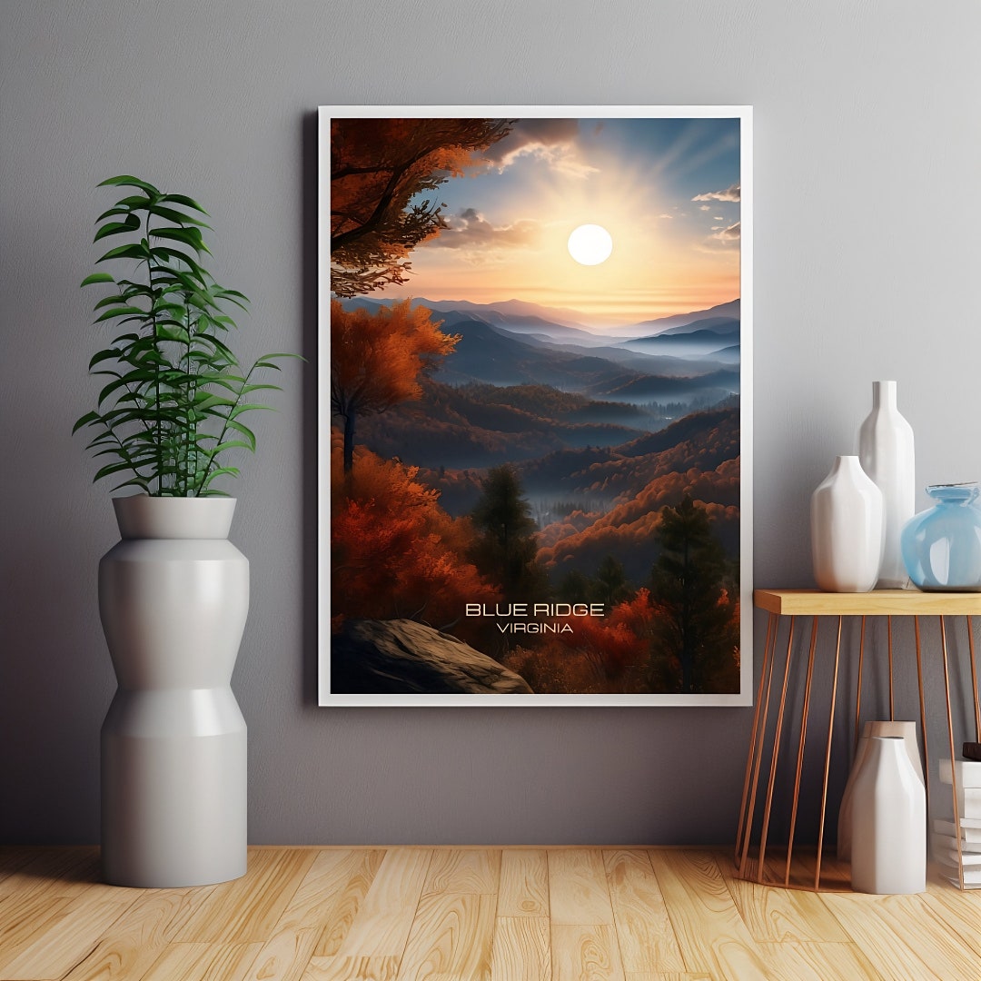 Blue Ridge Mountains Poster, Blue Ridge Parkway Travel Poster, Blue ...