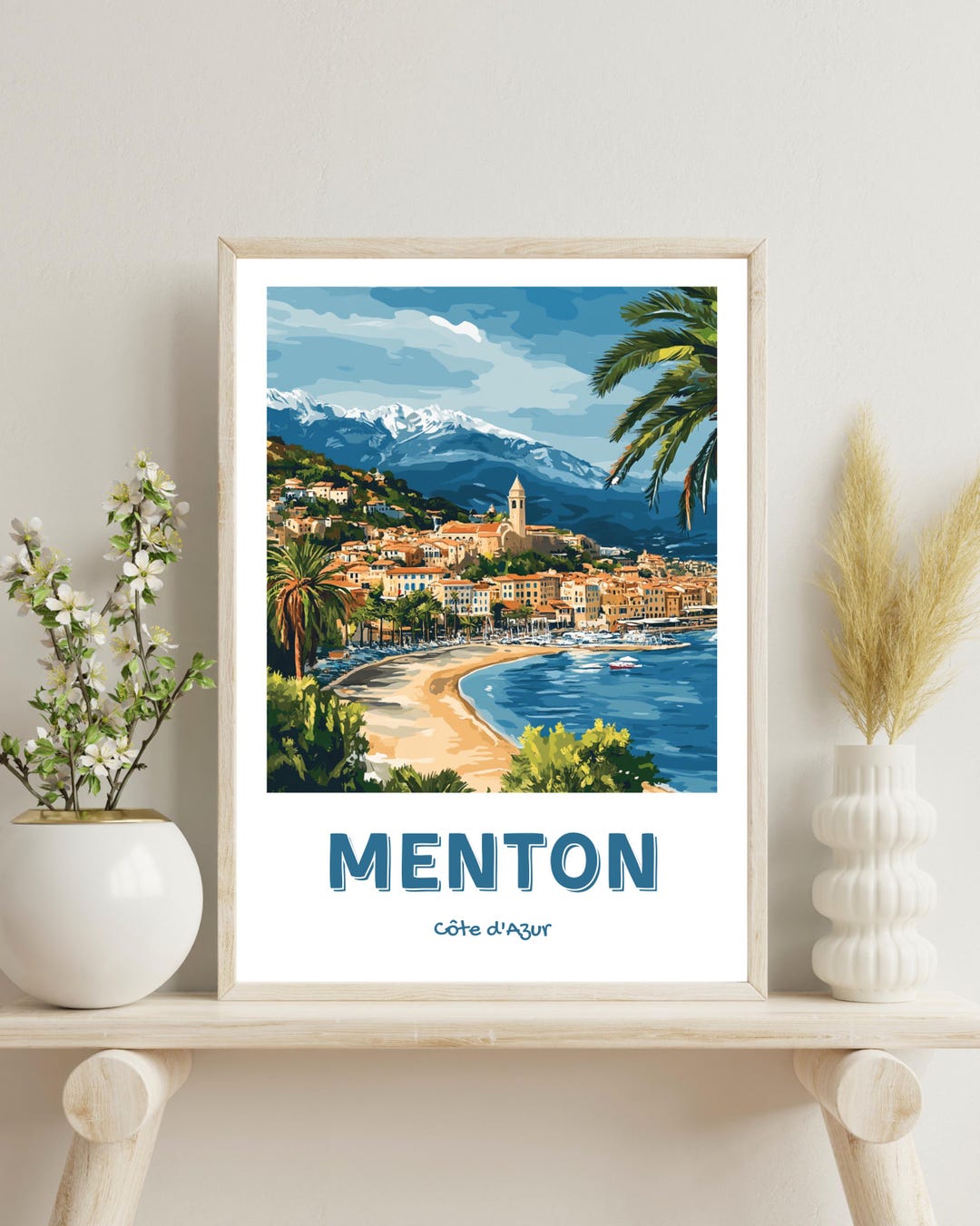 Menton France Poster, Menton Travel Print, Menton Wall Hanging Home ...