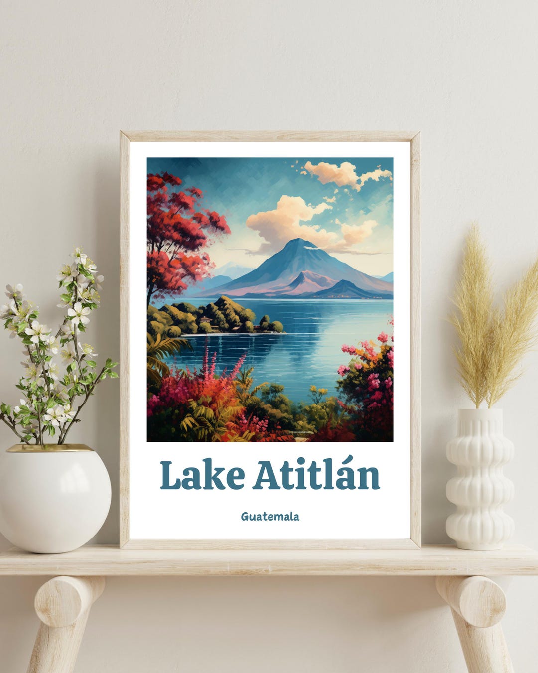 Lake Atitlan Poster, Guatemala Travel Poster, Lake Atitlán Travel Print ...
