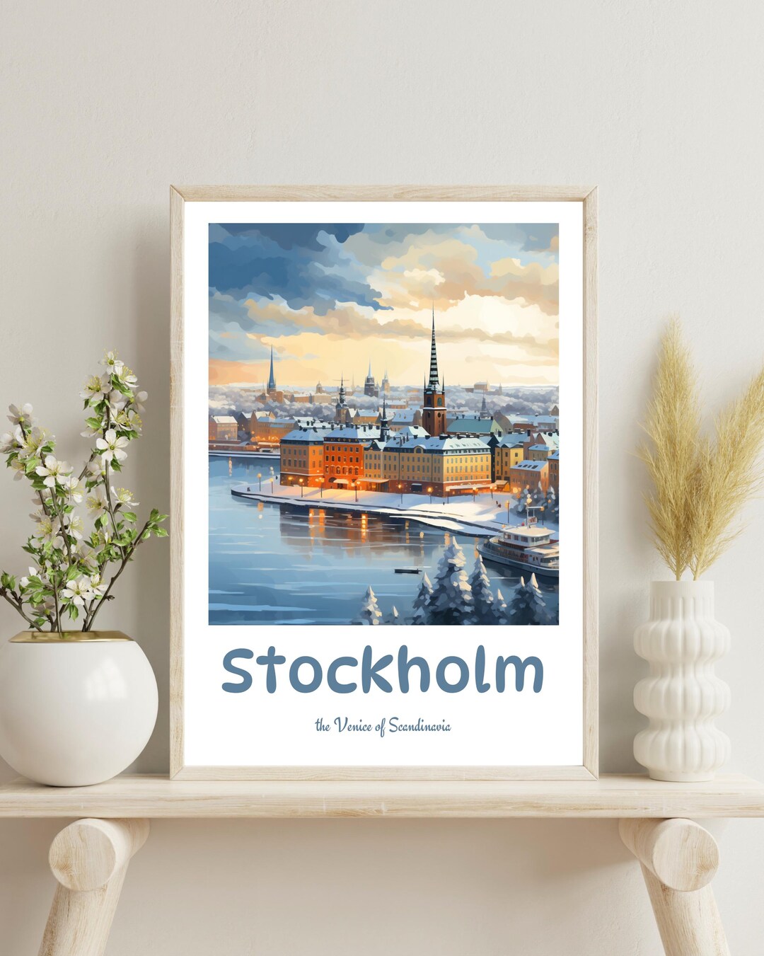 Stockholm Poster, Stockholm Winter Art Print, Stockholm Travel Poster ...