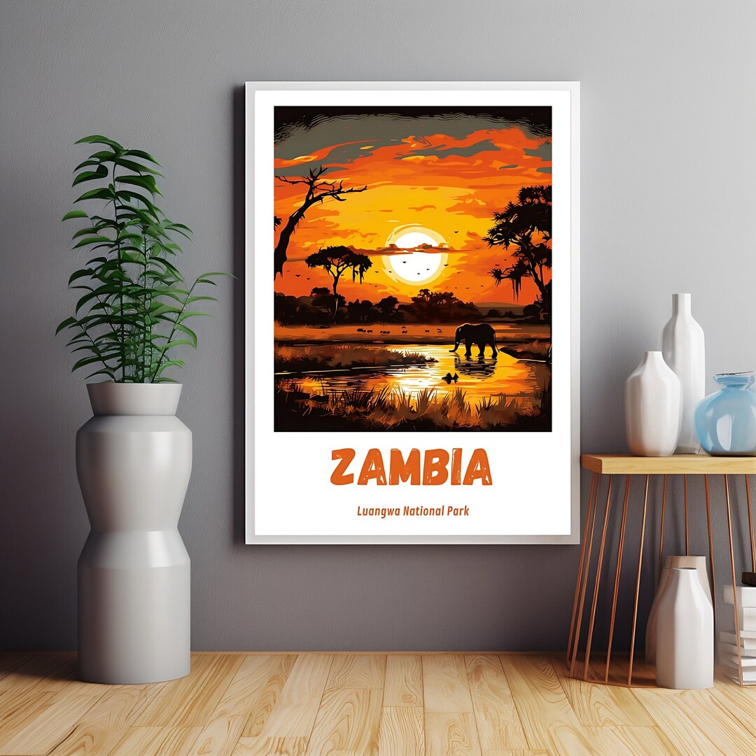 Zambia Luangwa National Park Poster, Zambia Travel Print, Zambia Poster ...