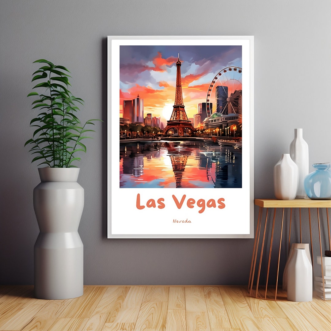 Las Vegas Poster, Las Vegas Nevada Print, Las Vegas Traditional Travel ...