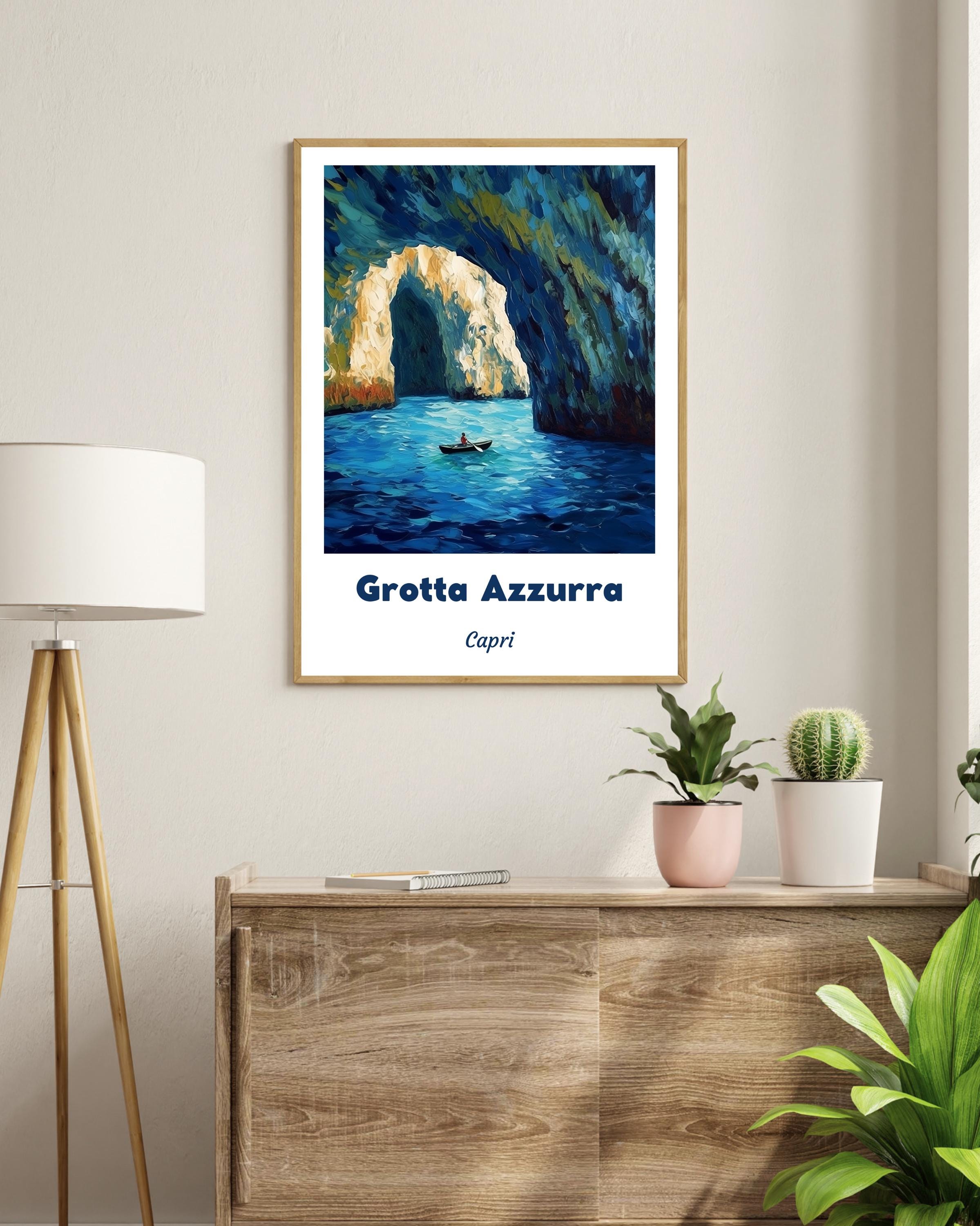 Grotta Azzurra Poster, Blue Grotto Wall Art, Capri Art, Blue Grotto ...