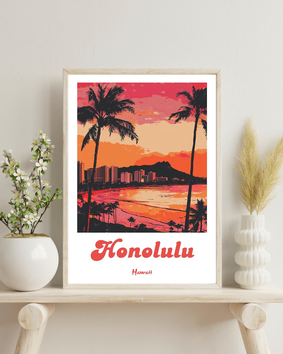 Honolulu Poster, Hawaii Print, Honolulu Travel Poster, Hawaii Gift Art ...