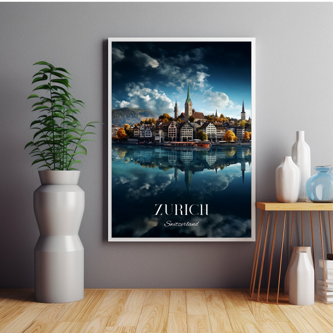 Zurich Print, Switzerland Travel Poster, Swiss Wall Art, Home Decor ...