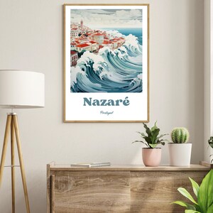 Nazare Poster, Nazare Print, Nazare Travel Art, Nazare Travel Poster ...