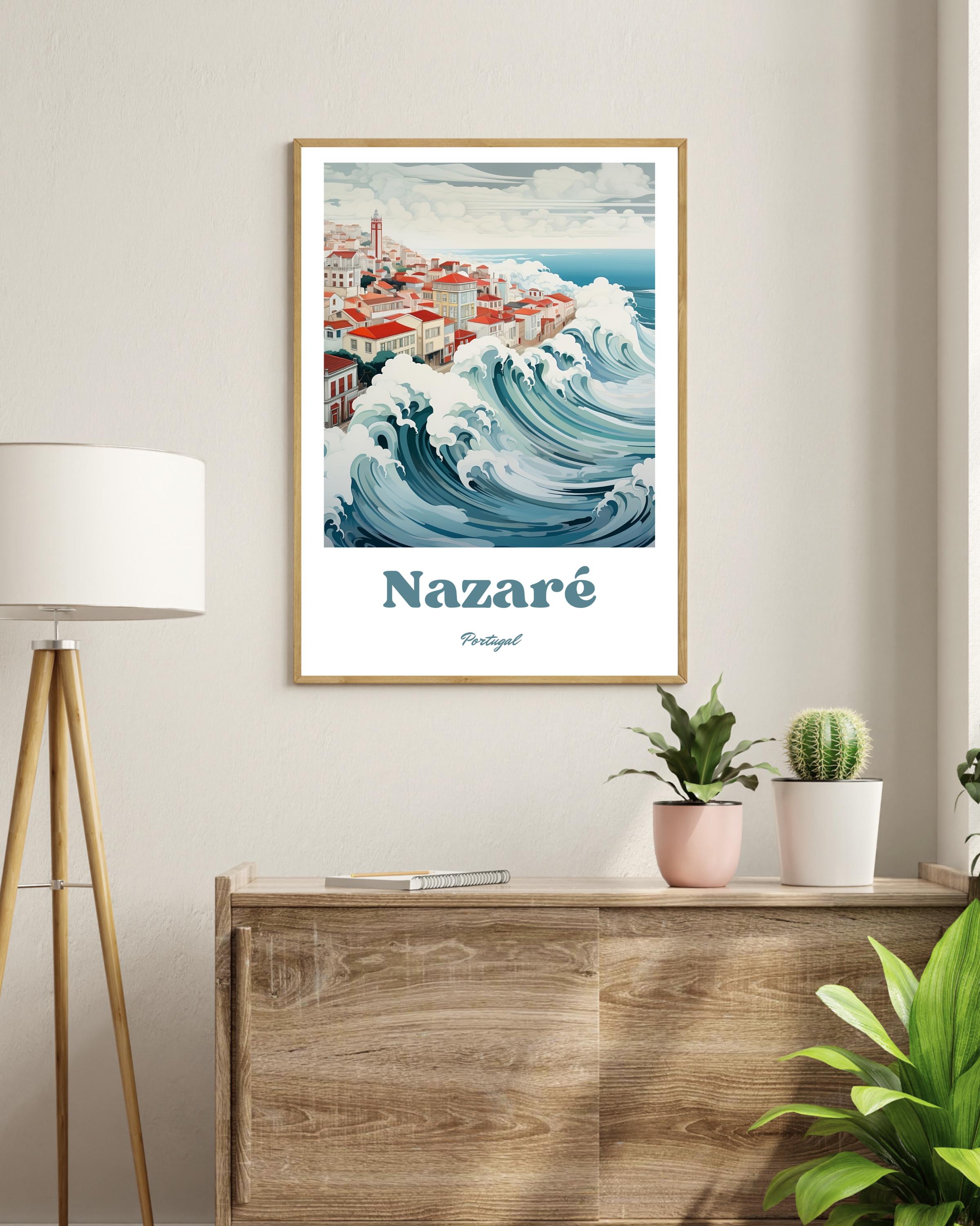 Nazare Poster, Nazare Print, Nazare Travel Art, Nazare Travel Poster ...