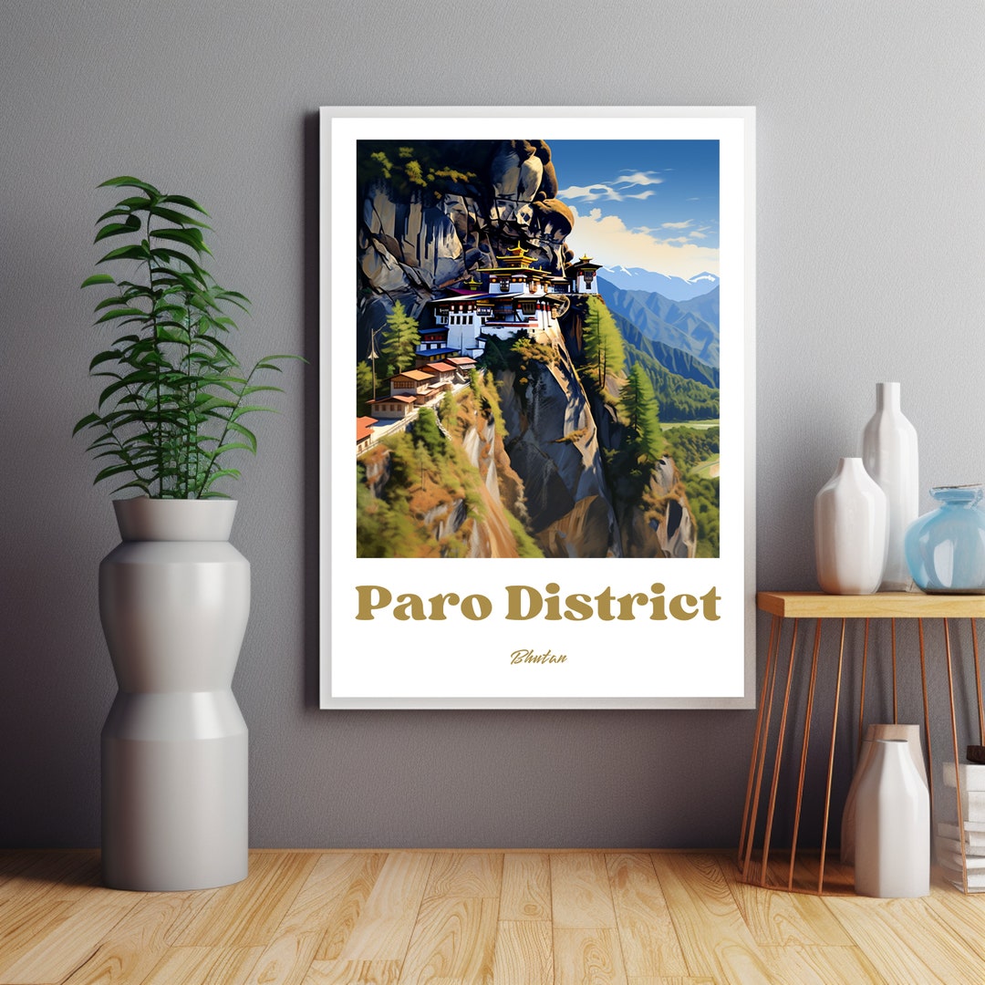 Paro District Buthan Poster, Thimpu Bhutan Wall Art, Bhutan Poster ...