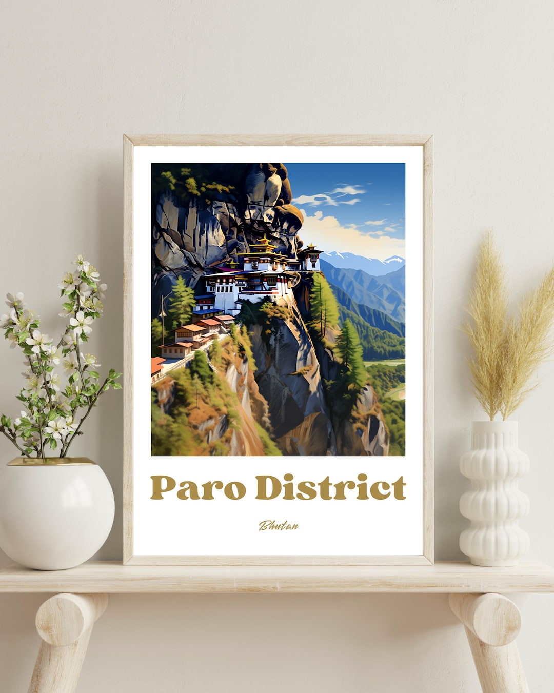 Paro District Buthan Poster, Thimpu Bhutan Wall Art, Bhutan Poster ...