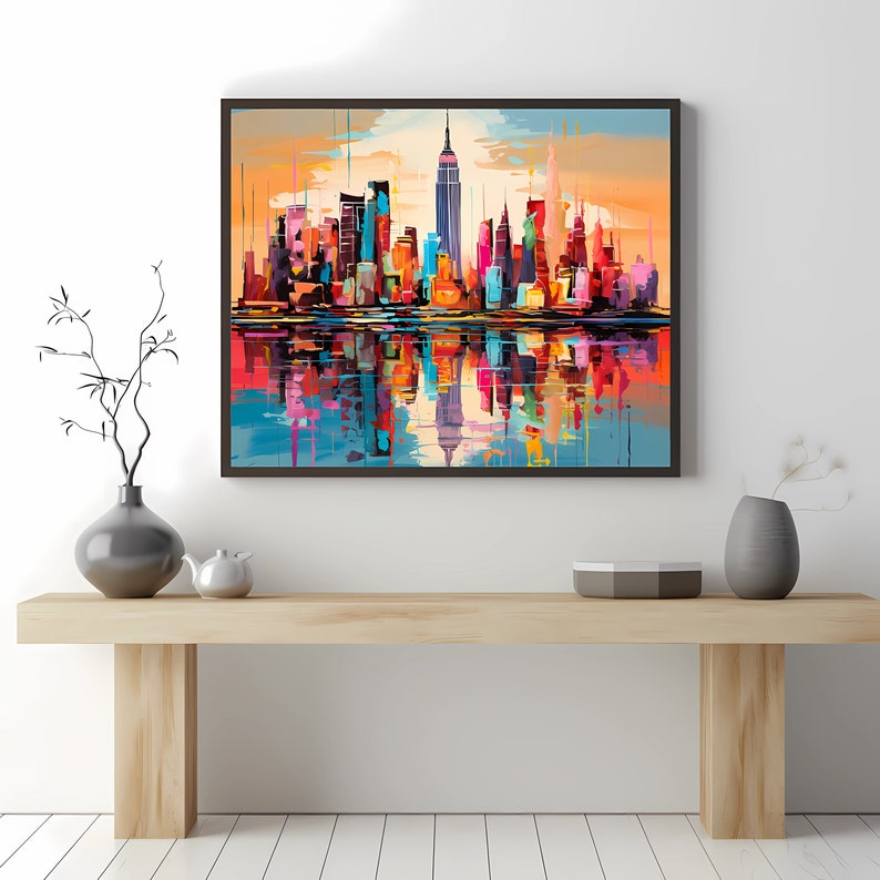 New York Skyline Poster, Abstract New York Skyline, New York Travel ...