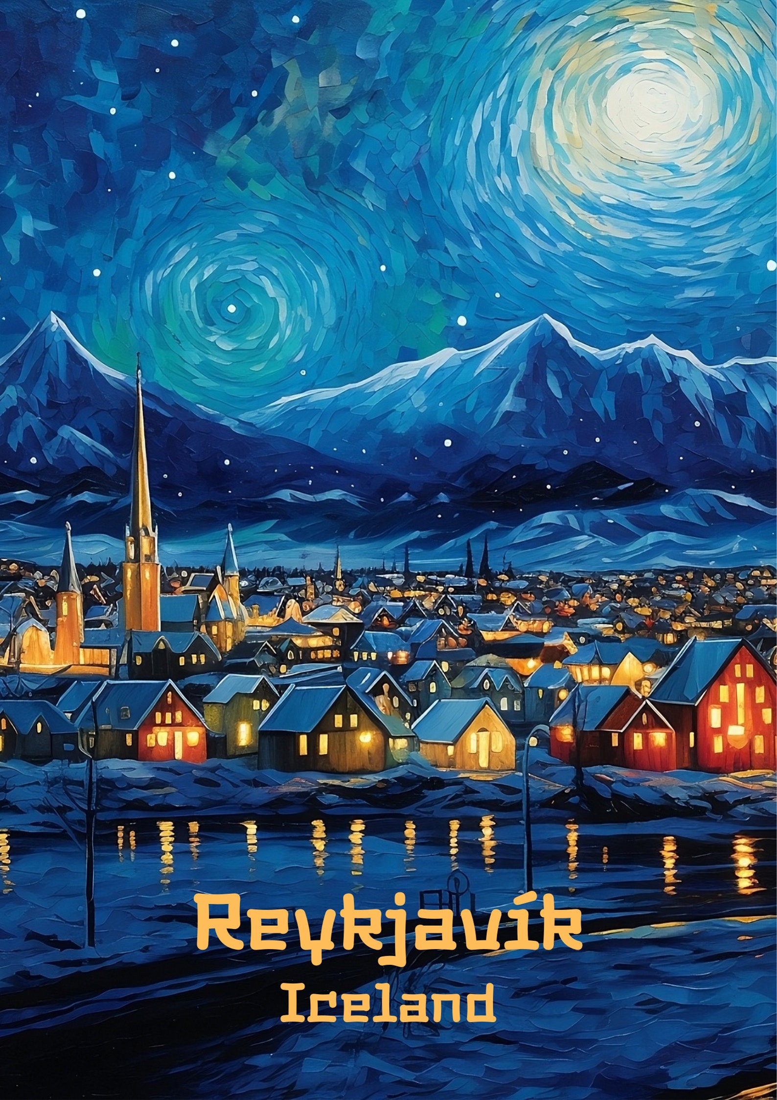 Reykjavik Iceland Poster, Iceland Traditional Travel Print, Iceland ...