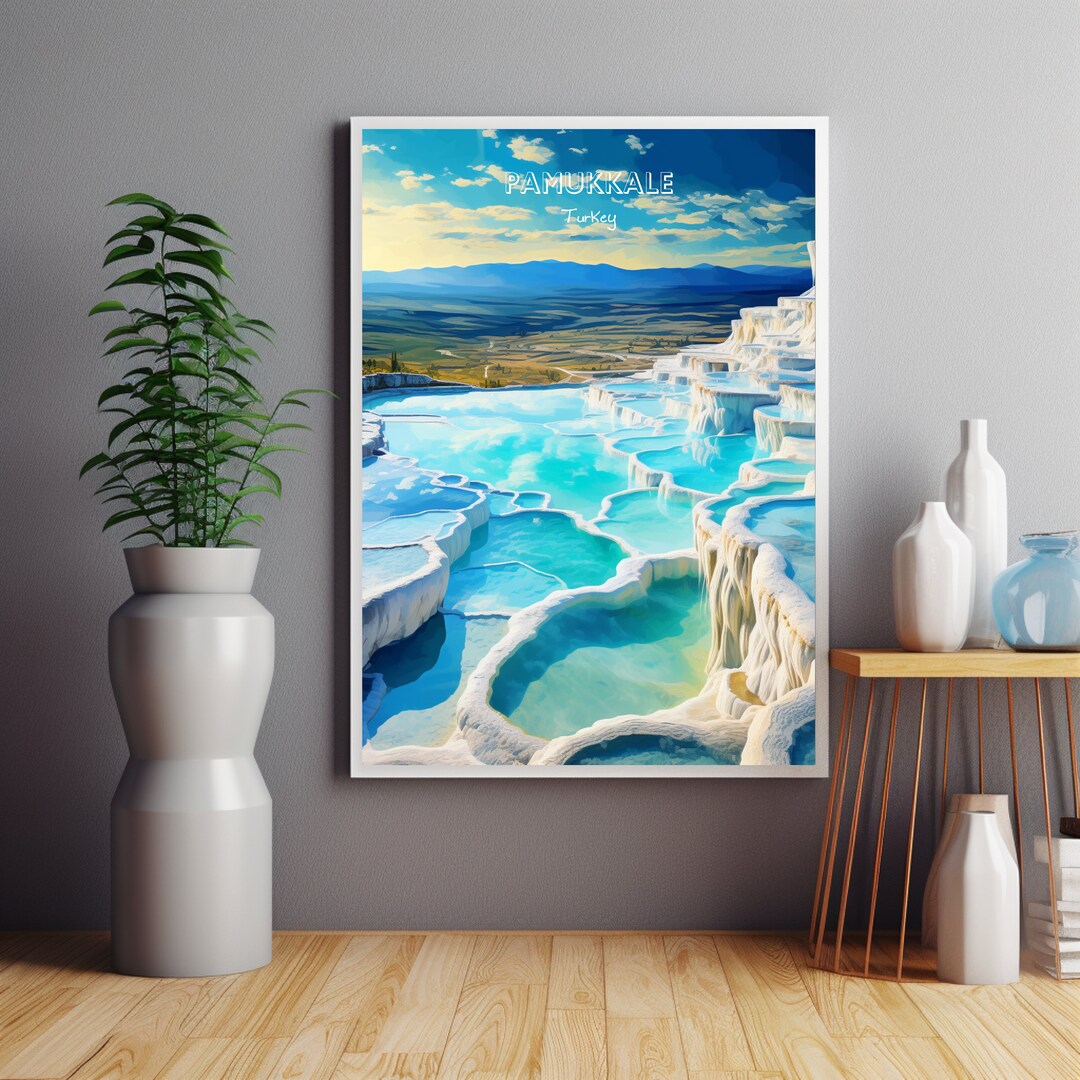Pamukkale Travel Poster, Pamukkale Turkey Print, Turkey Wall Art ...