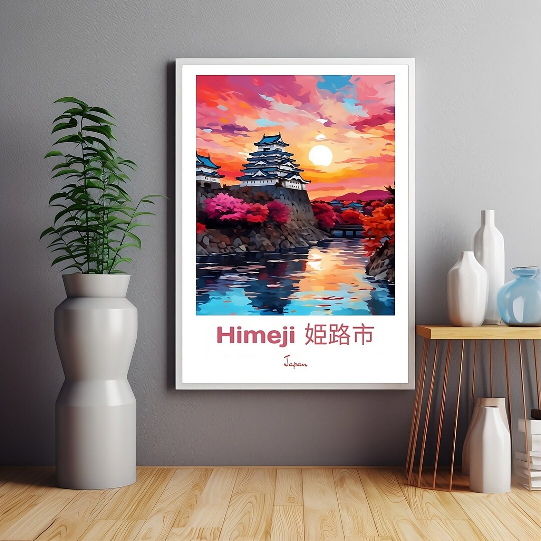 Himeji Poster, Himeji Castle Print, Japan Travel Art, Japan Travel ...