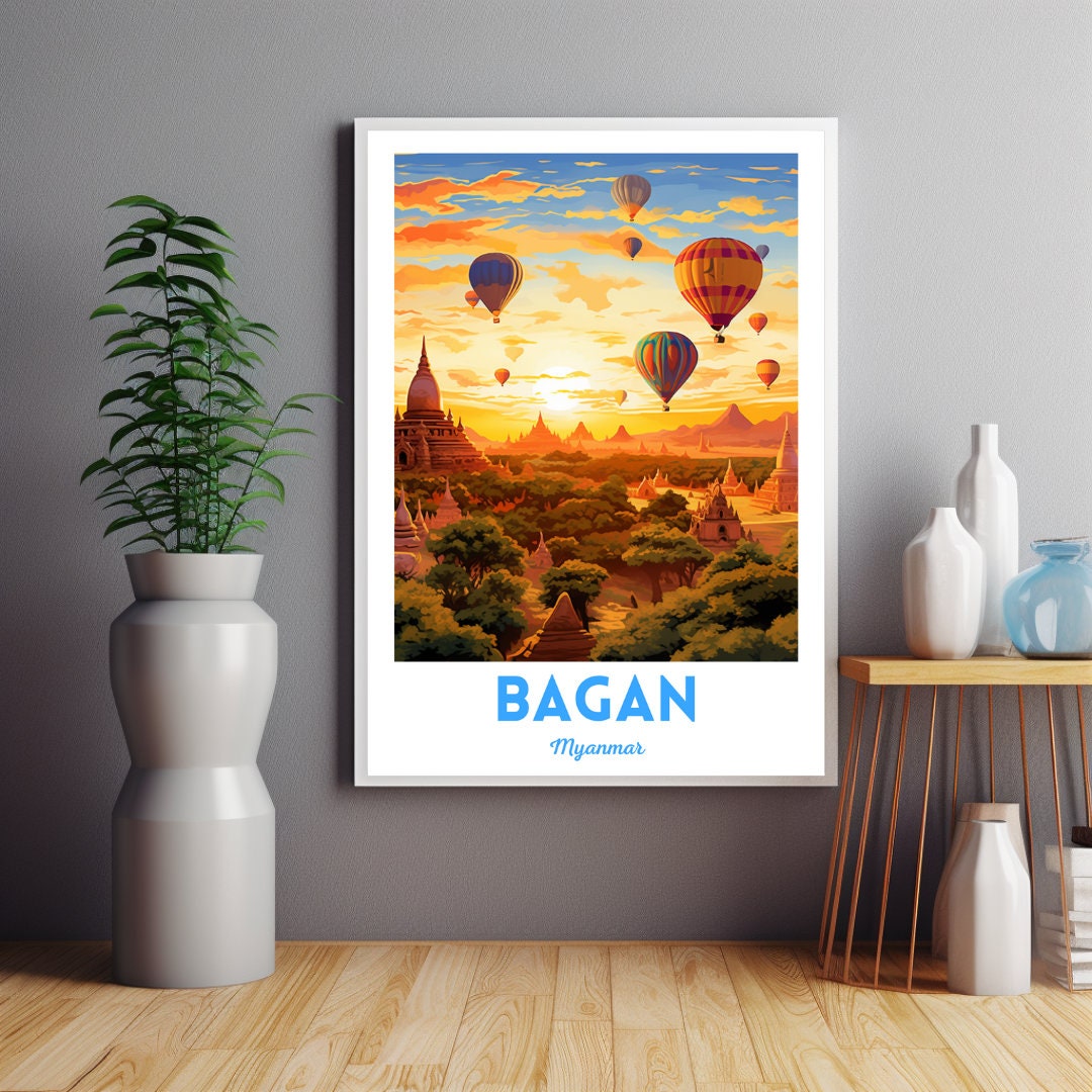 Bagan Travel Myanmar Print, Bagan Poster, Bagan Travel Art, Home Decor ...