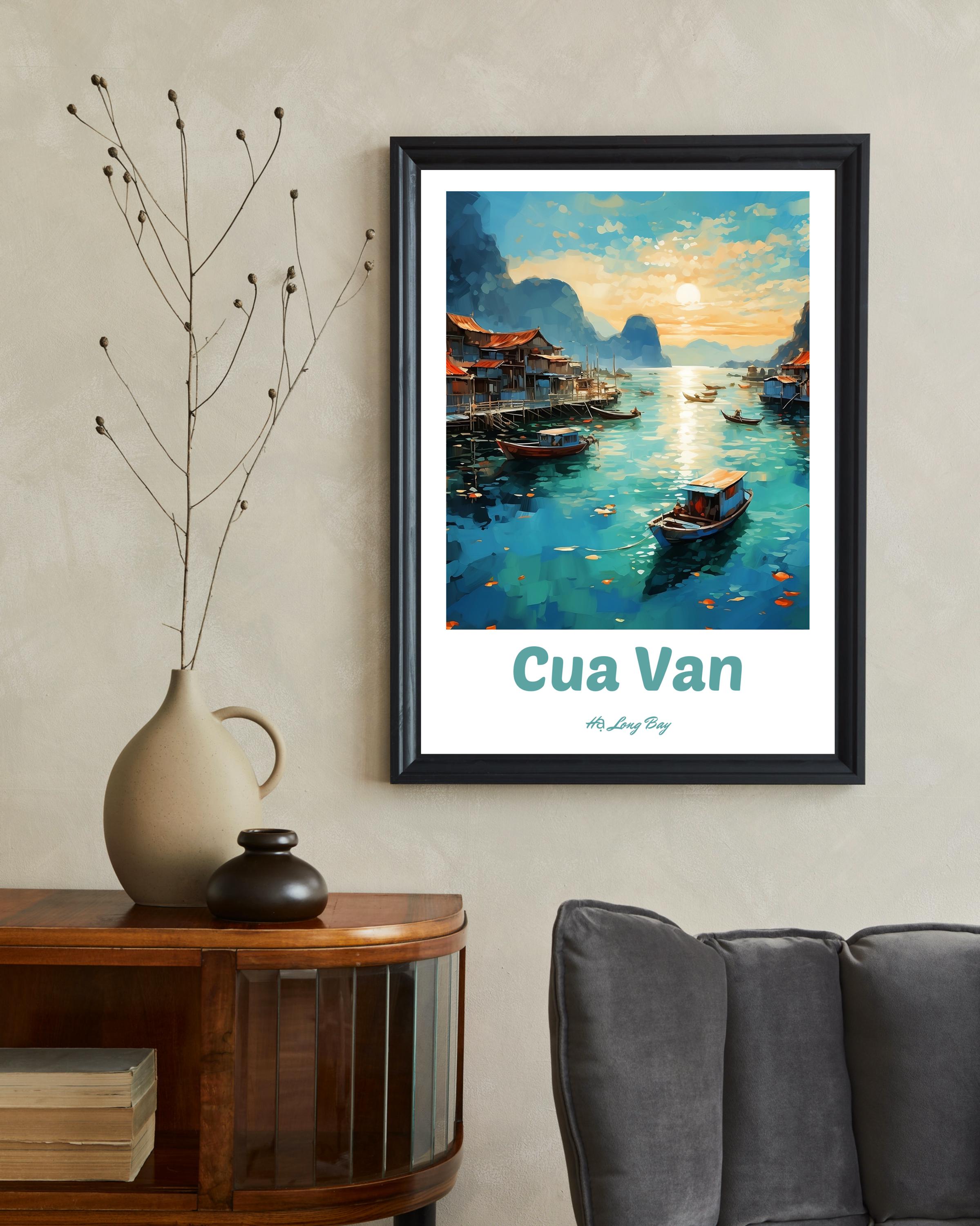 Cua Van Poster, Cua Van Print, Ha Long Bay Wall Art Travel Print, Ha ...