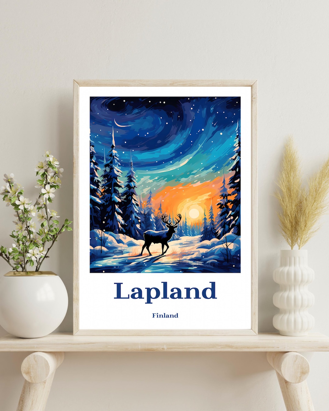 Lapland Poster, Lapland Travel Print, Scandinavia Travel Gift ...