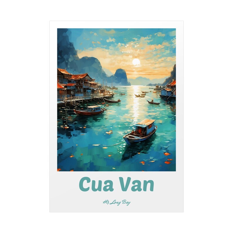 Cua Van Poster, Cua Van Print, Ha Long Bay Wall Art Travel Print, Ha ...