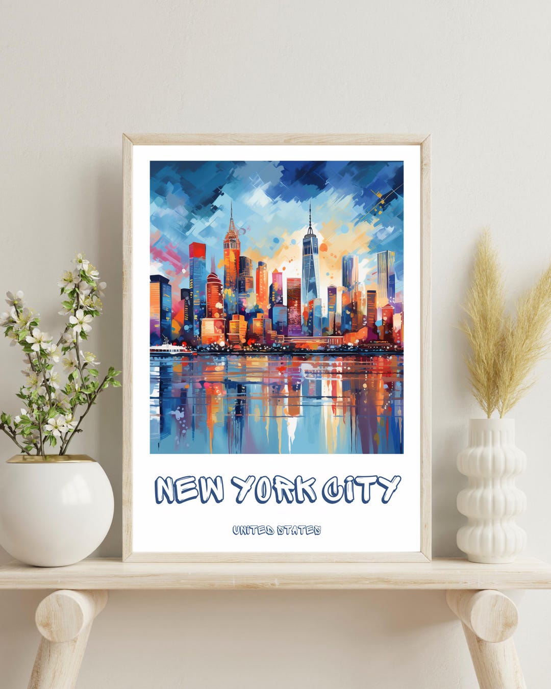 New York City Poster, Abstract New York Skyline, New York Travel Print ...